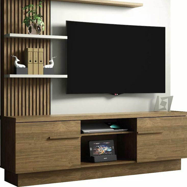 Meja Tv Natural Color Kayu Jati 2 Pintu Minimalis - Sobat Furniture